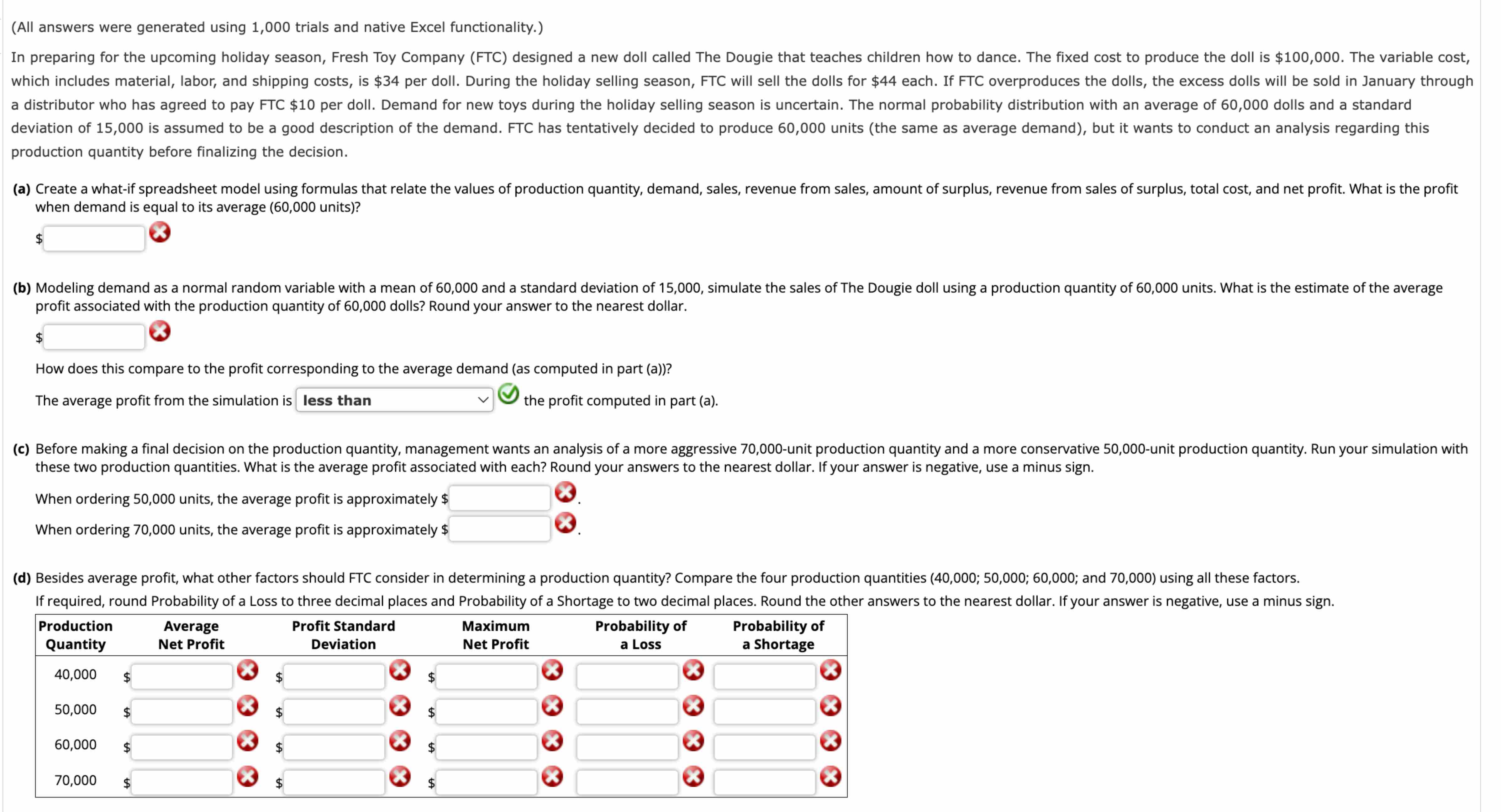 Solved (All answers were generated using 1,000 ﻿trials and | Chegg.com