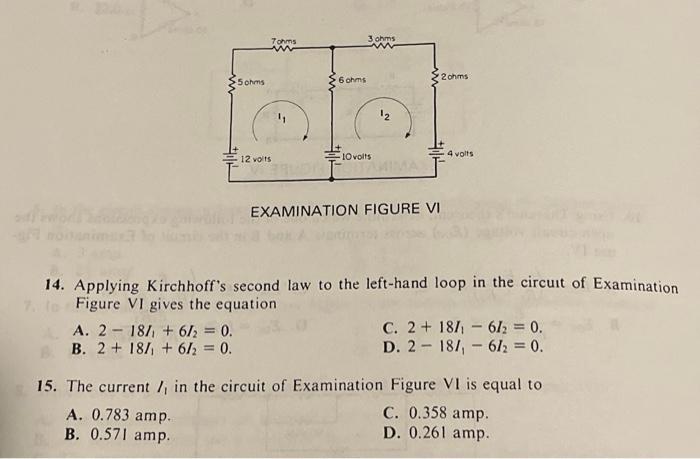 EXAMINATION FIGURE VI 14. Applying Kirchhoff's second | Chegg.com