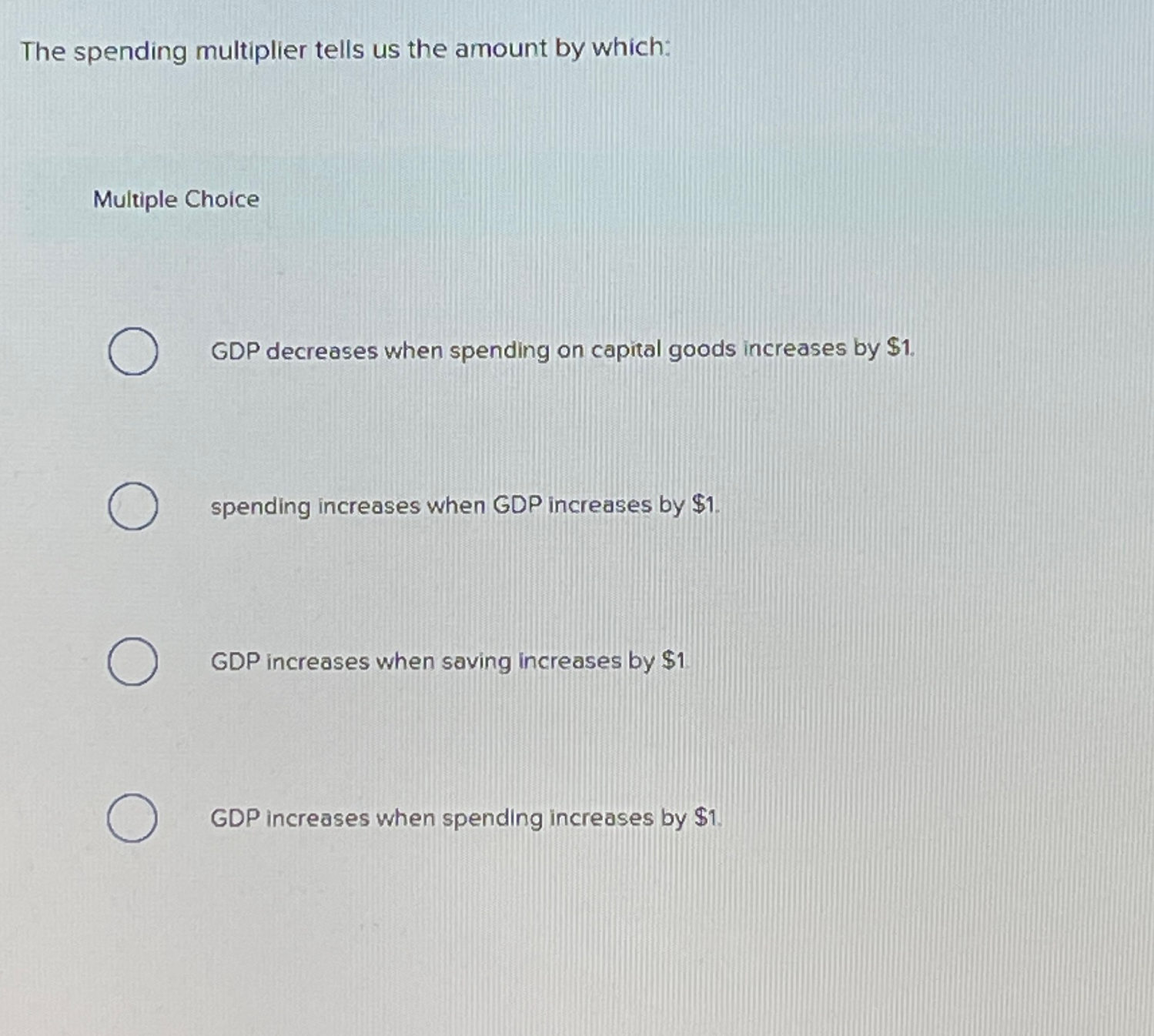Solved The spending multiplier tells us the amount by | Chegg.com
