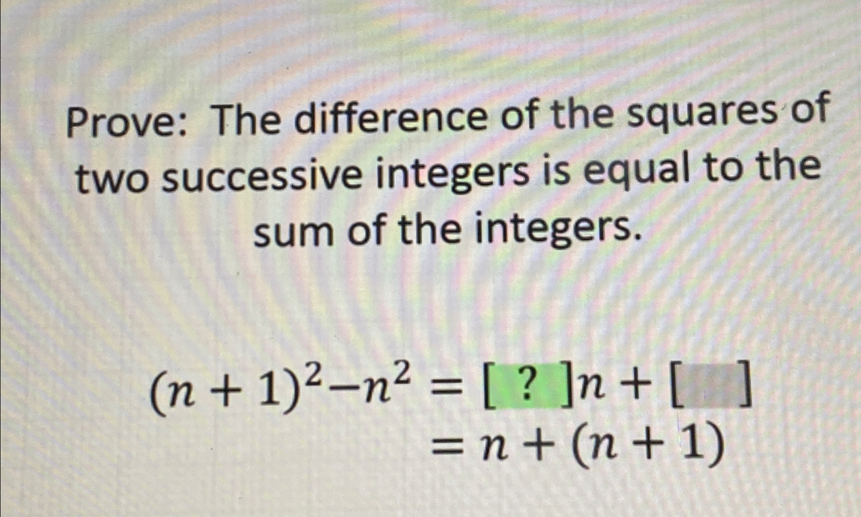 Solved Prove: The difference of the squares of two | Chegg.com