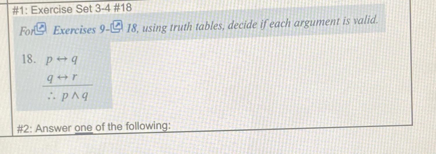 Solved #1: Exercise Set 3-4 ﻿#18For 년 ﻿Exercises 9-면 18, | Chegg.com