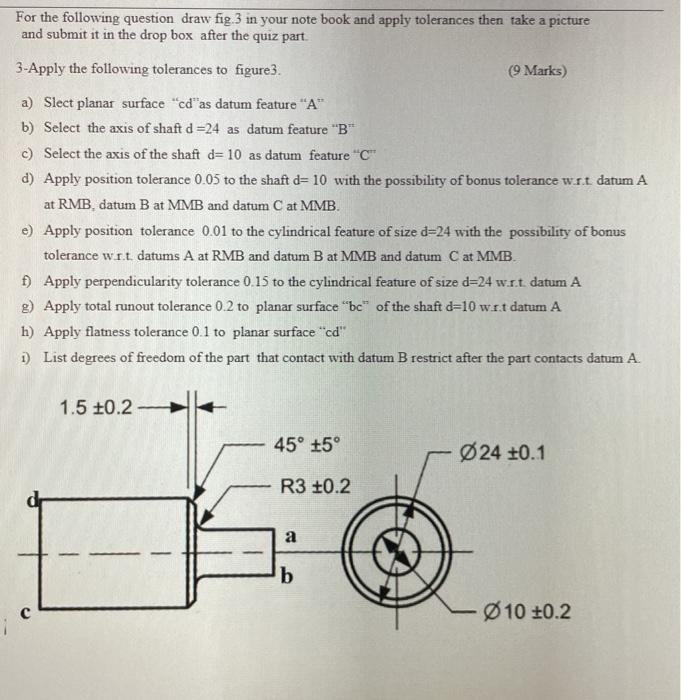 Solved a)-What does feature control frame labeled "P" apply | Chegg.com