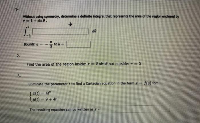 Solved Without using symmetry, determine a definite integral | Chegg.com