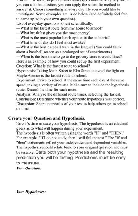 "The Scientific Method in Everyday Life" This | Chegg.com