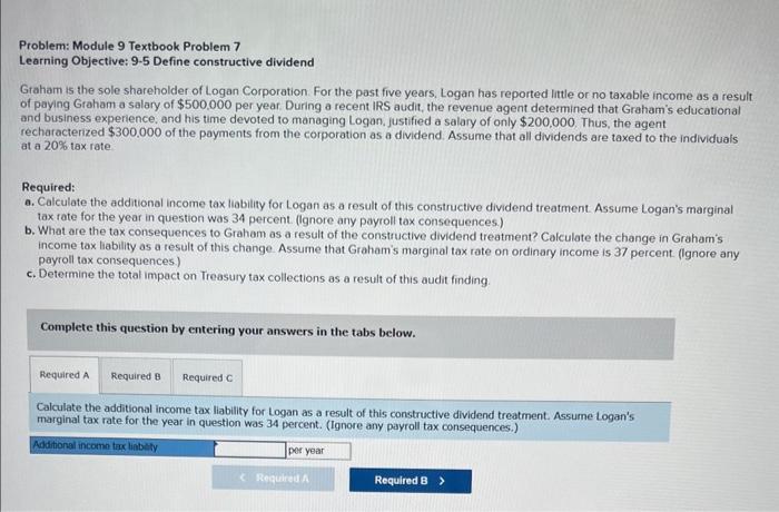 Problem: Module 9 Textbook Problem 7 Learning | Chegg.com