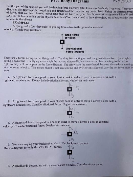 Solved For this part of the handout you will be drawing | Chegg.com