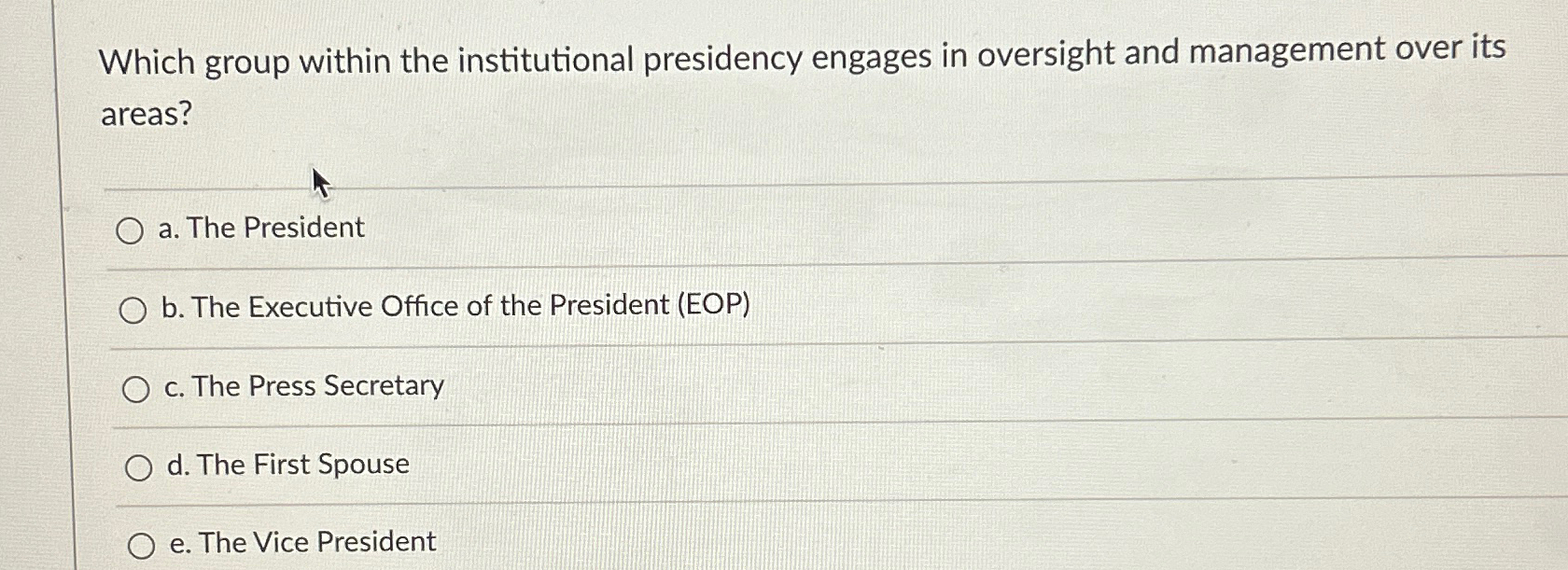 Solved Which group within the institutional presidency | Chegg.com