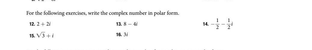 Solved For the following exercises, write the complex number | Chegg.com
