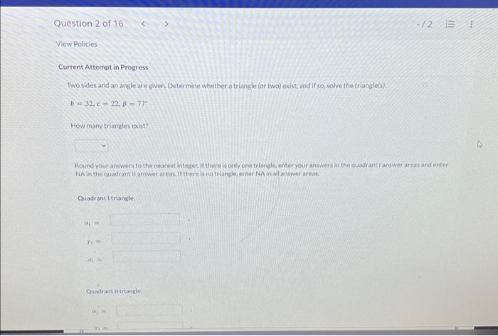Solved Two Sides And An Angle Are Given Determine Whether A Chegg