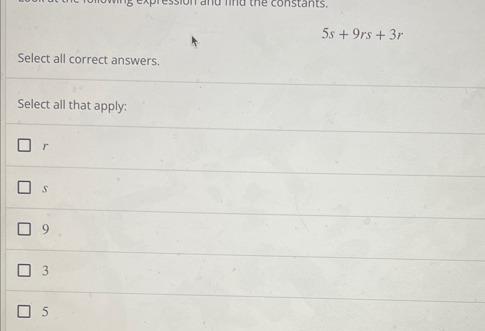 Solved 5s+9rs+3rSelect all correct answers.Select all that | Chegg.com