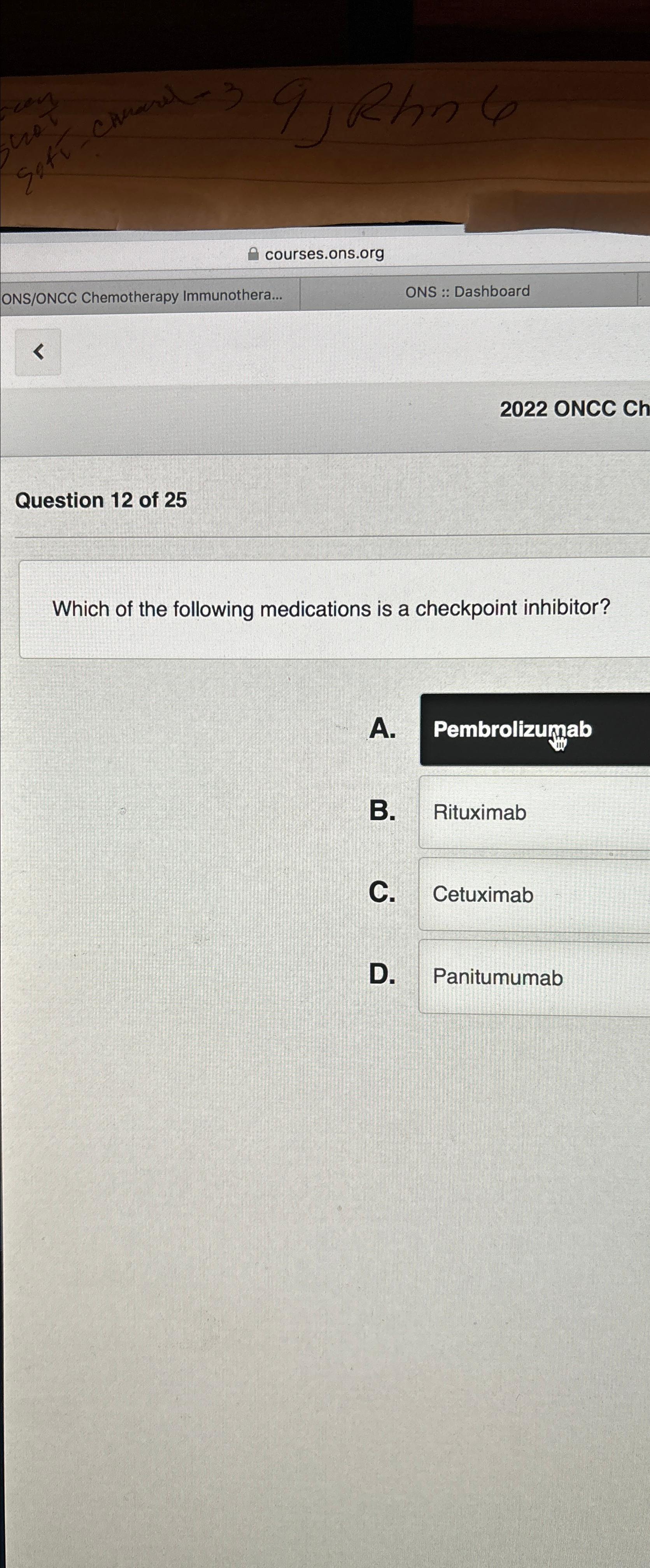 Solved courses.ons.orgONS/ONCC Chemotherapy | Chegg.com