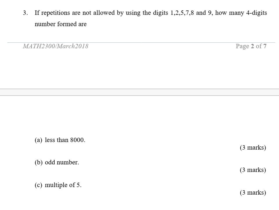 Solved 3. If repetitions are not allowed by using the digits | Chegg.com