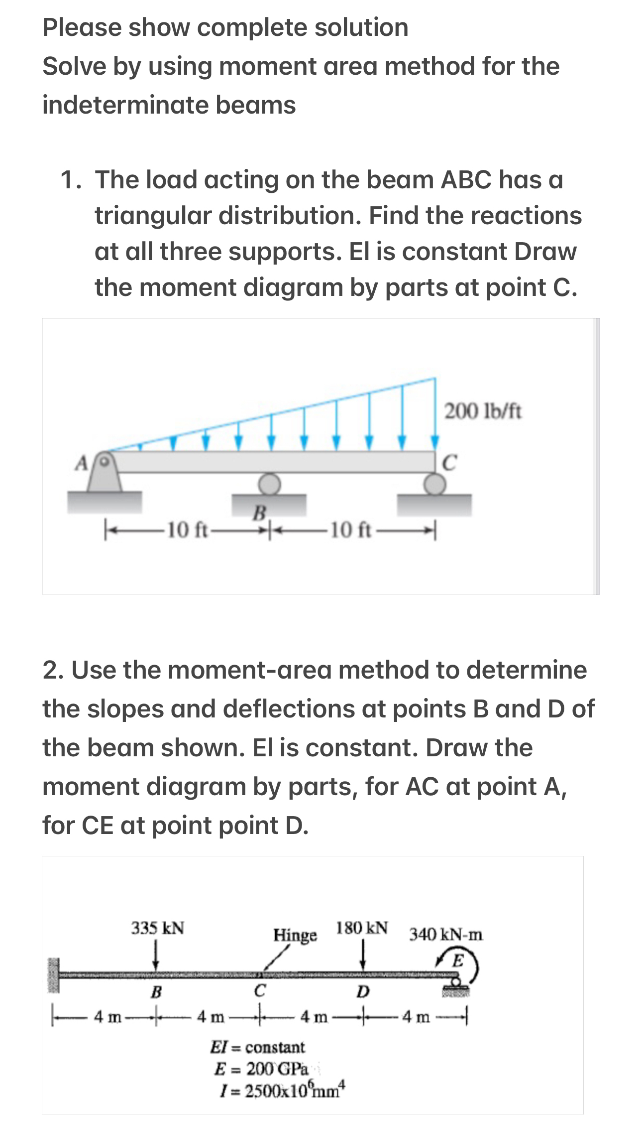 Solved Please show complete solutionSolve by using moment | Chegg.com