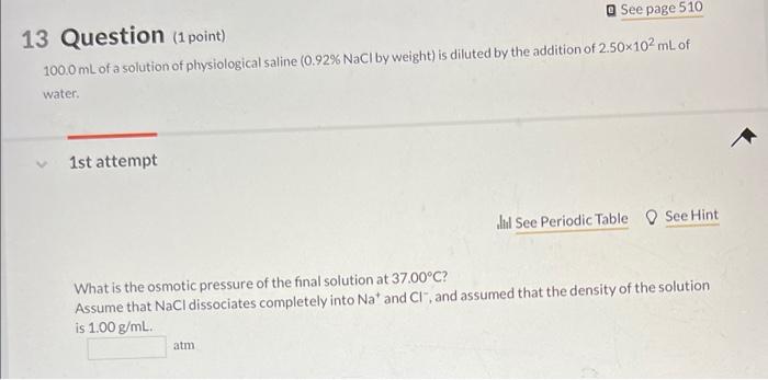 Solved 13 Question (1 point) 100.0 mL of a solution of | Chegg.com