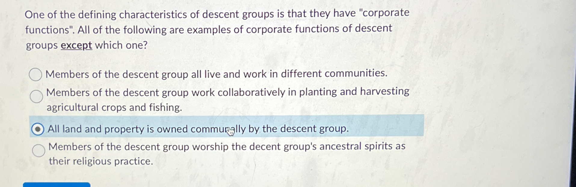 Solved One of the defining characteristics of descent groups | Chegg.com