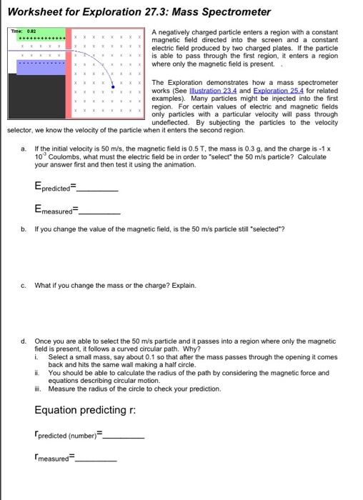 Solved Worksheet for Exploration 27.3: Mass Spectrometer A | Chegg.com