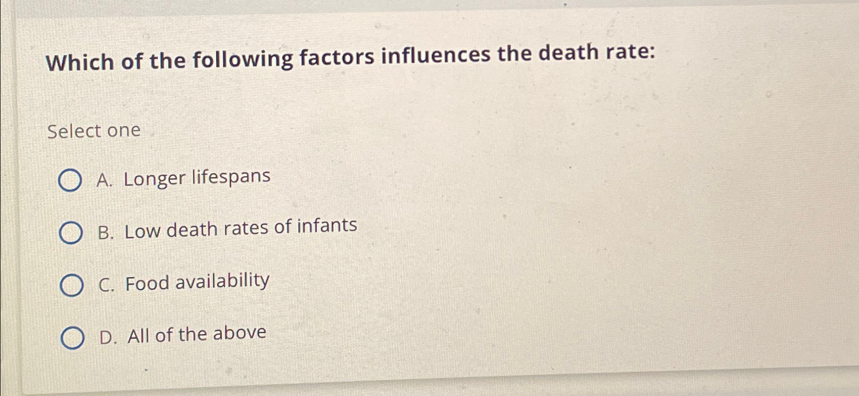 Solved Which of the following factors influences the death | Chegg.com