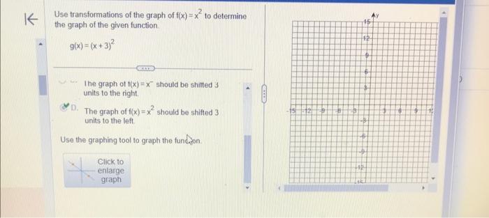 Solved Use transformations of the graph of f(x)=x2 to | Chegg.com