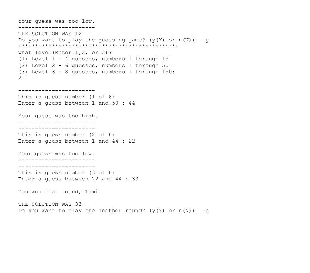 Solved COP 3014 - program 11 - number guess game class with | Chegg.com