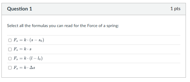 Solved Question 1Select all the formulas you can read for | Chegg.com