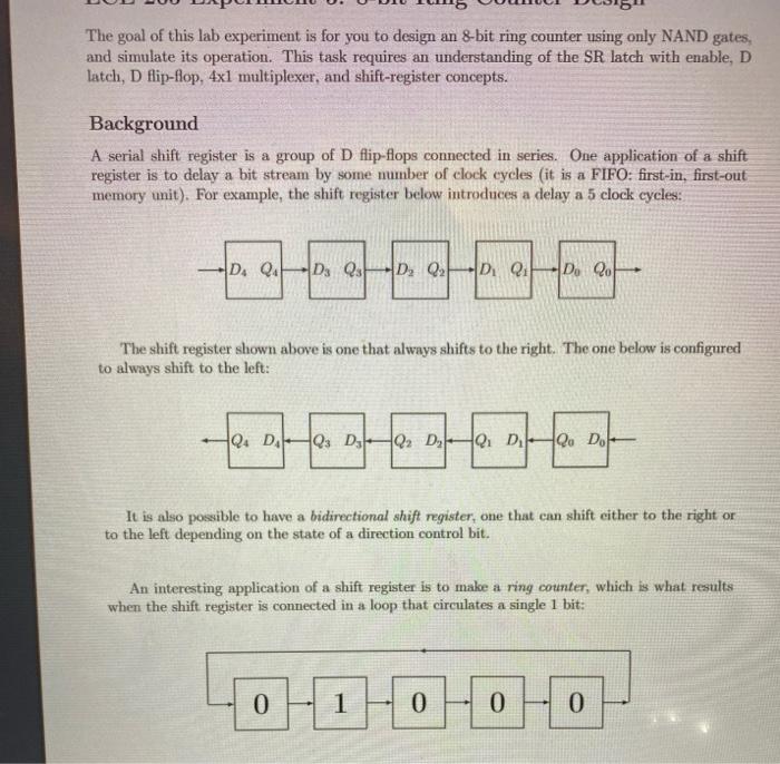 The goal of this lab experiment is for you to design | Chegg.com