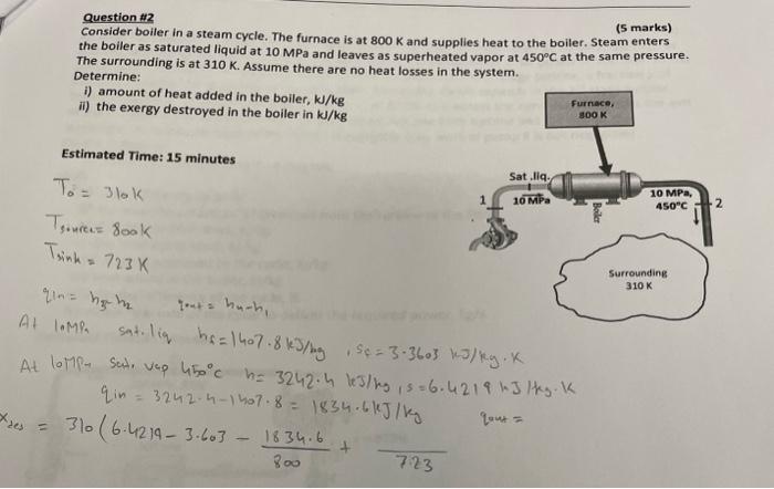 Solved Question \#2 (5 marks) Consider boiler in a steam | Chegg.com