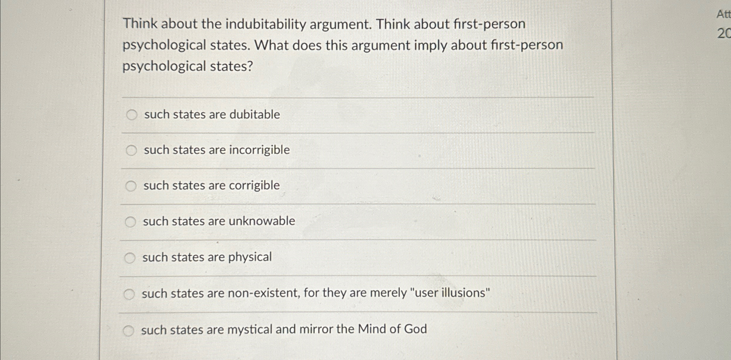 Solved Think about the indubitability argument. Think about | Chegg.com