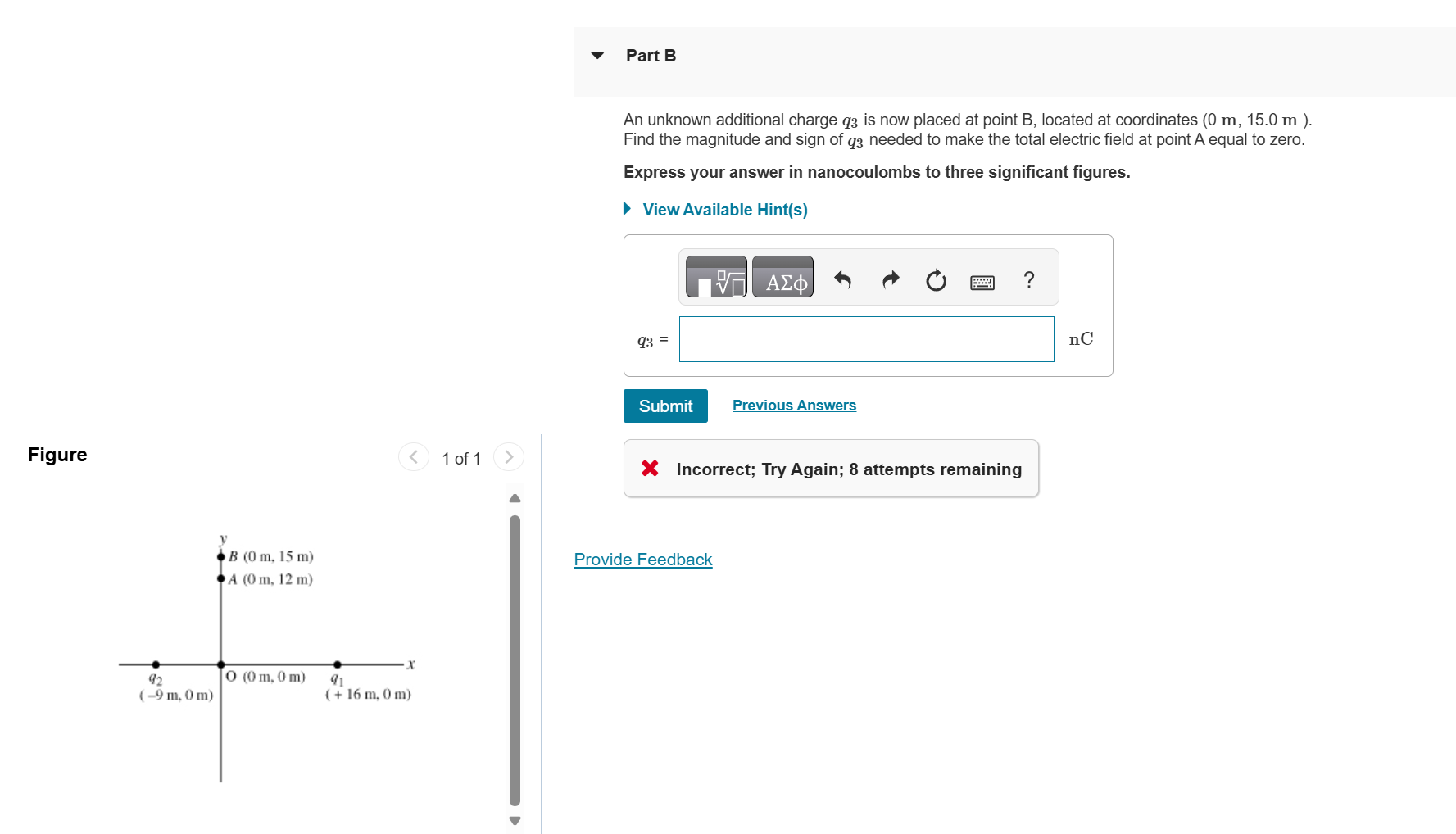 Part B An unknown additional charge q_(3) ﻿is now | Chegg.com