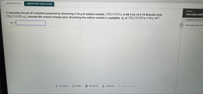Solved INTRODUCTION LABORATORY SIMULATION PHASE 1 Calculate | Chegg.com