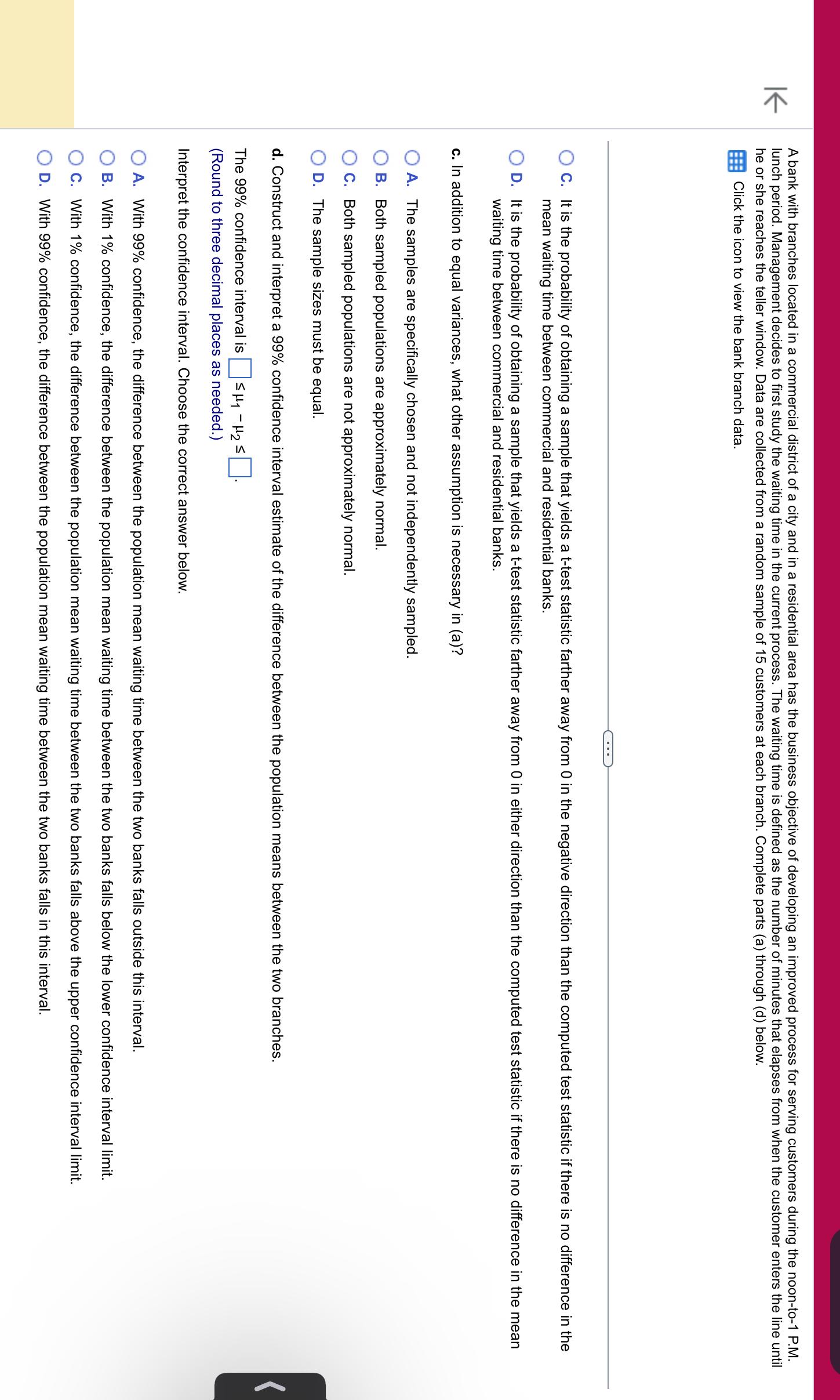 he or she reaches the teller window. Data are | Chegg.com