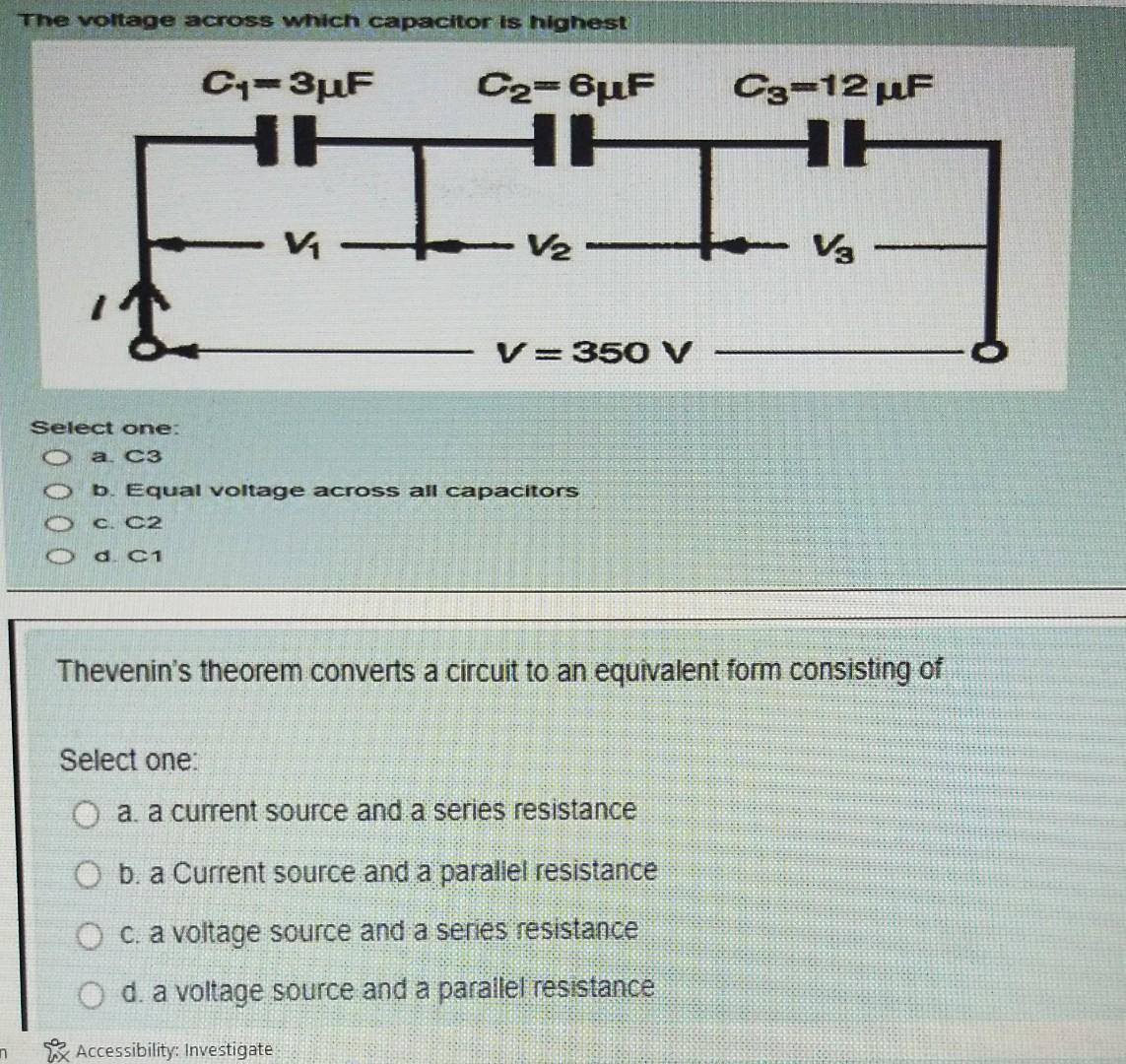Solved The voltage across which capacitor is highest Select | Chegg.com