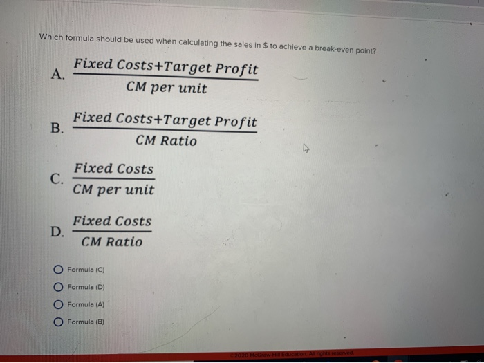 Solved Which formula should be used when calculating the | Chegg.com