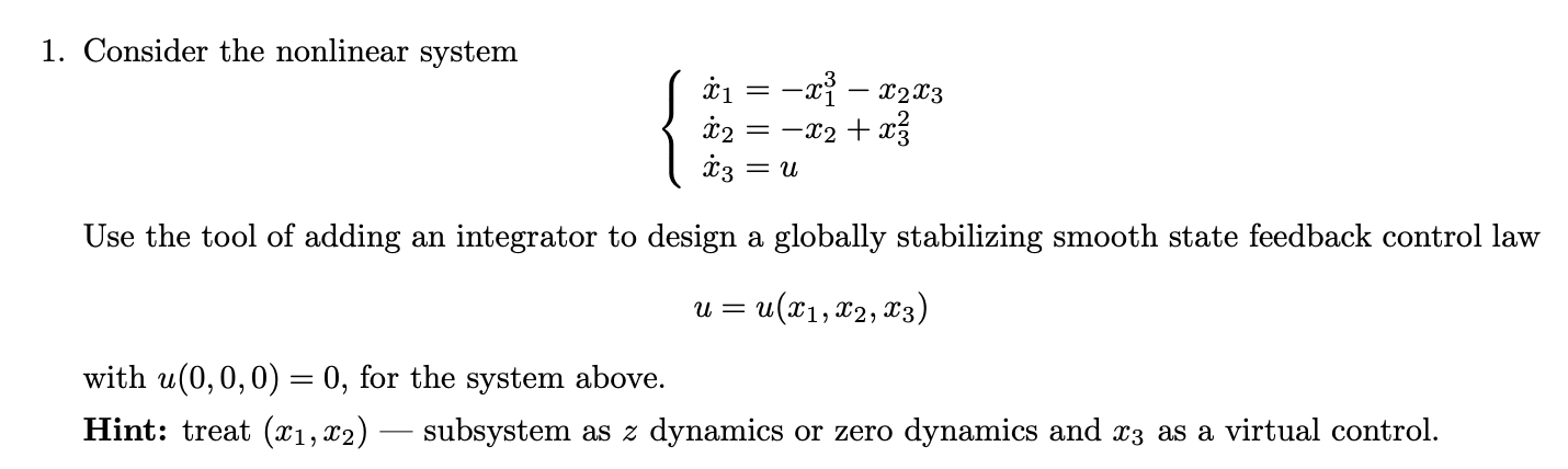 Consider the nonlinear | Chegg.com