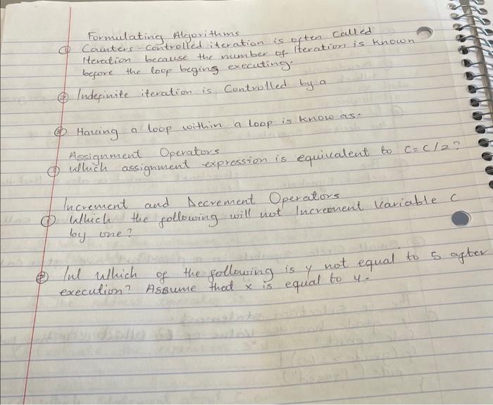 Solved Formulating Algorithms Q Cauters-controlled iteration | Chegg.com