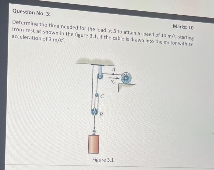 Solved Determine the time needed for the load at B to attain | Chegg.com