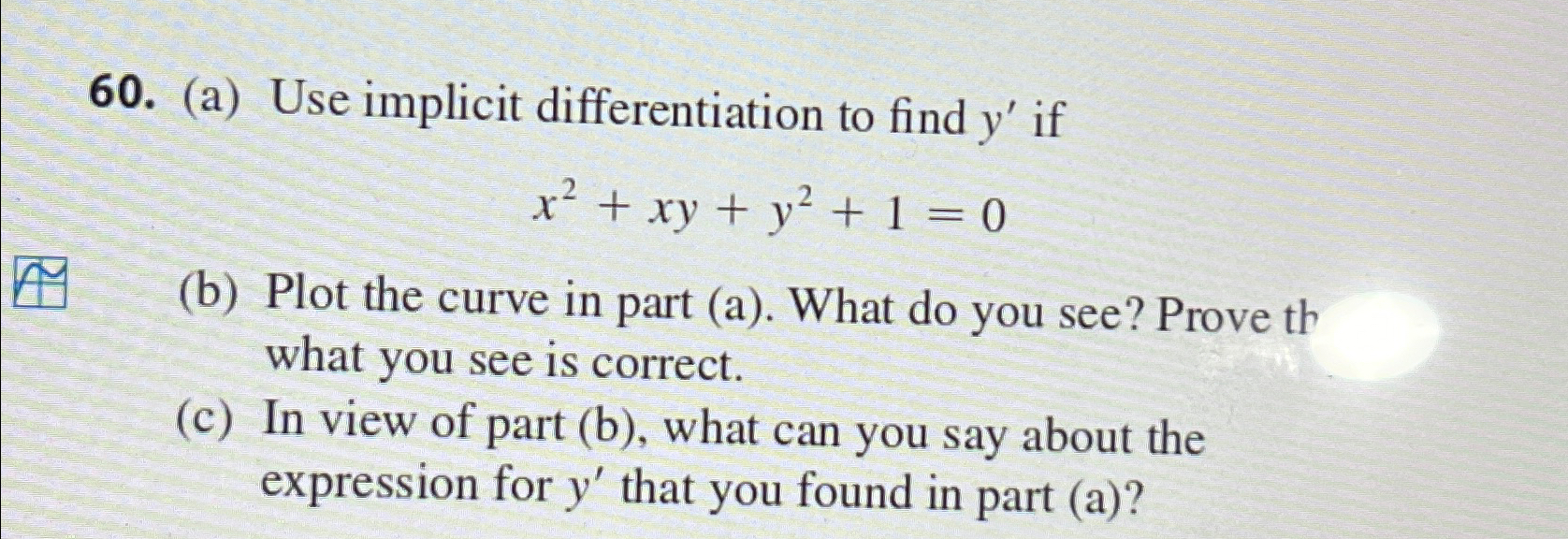 Solved (a) ﻿Use implicit differentiation to find y' | Chegg.com