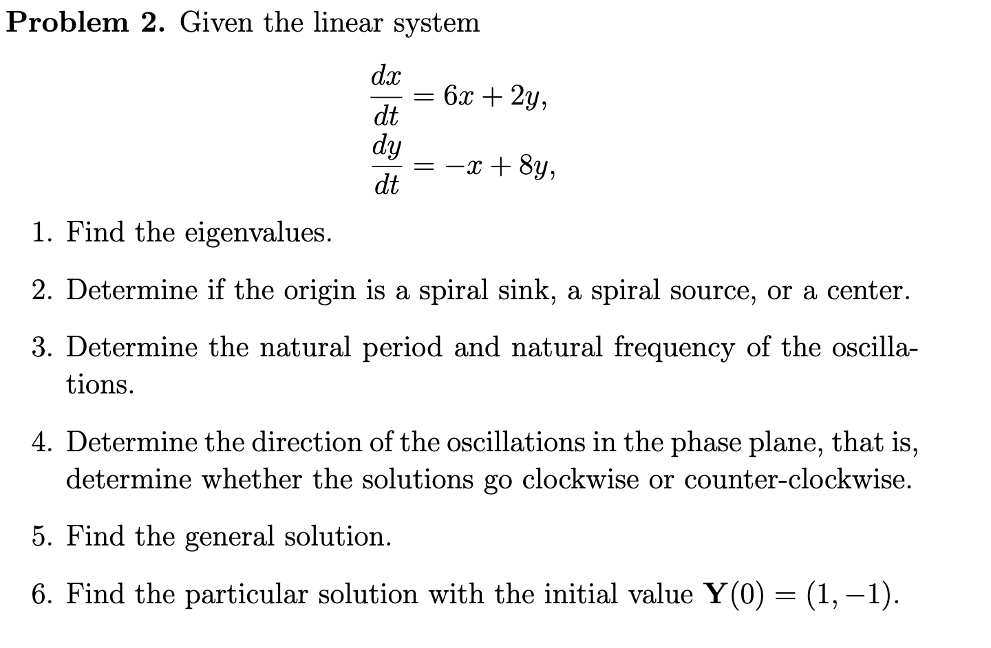 Solved Problem 2. ﻿Given the linear | Chegg.com