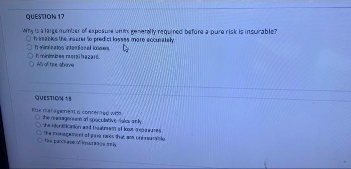 Solved QUESTION 17 Why is a large number of exposure units | Chegg.com