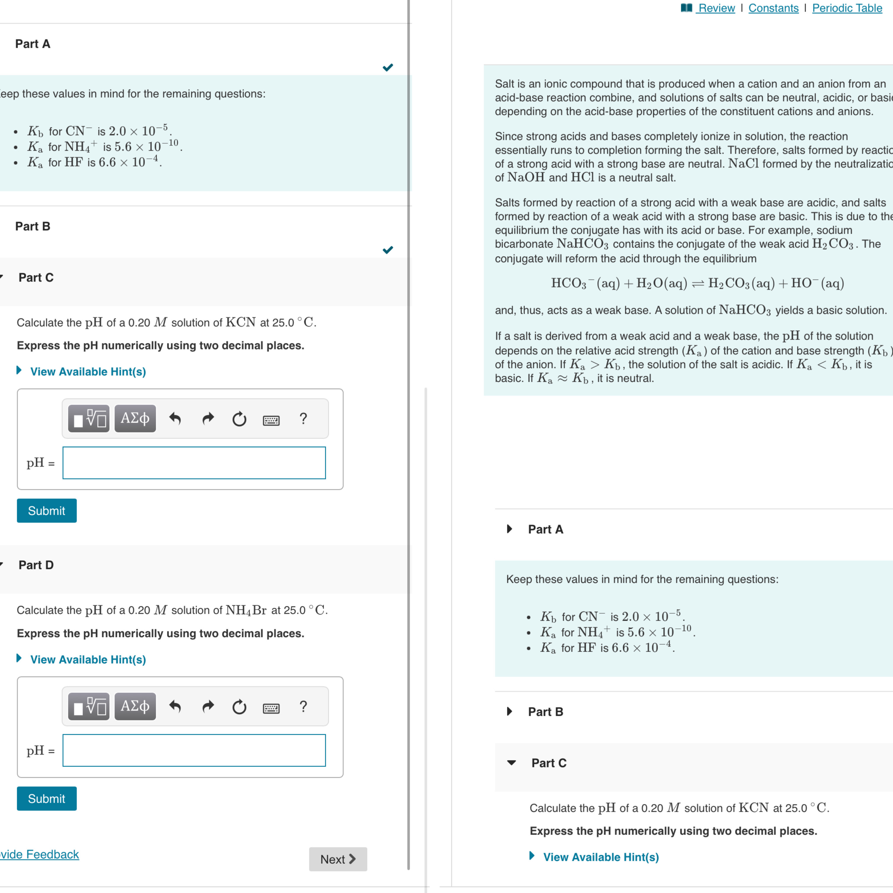 Solved Review I Constants I Periodic TablePart Aeep these | Chegg.com