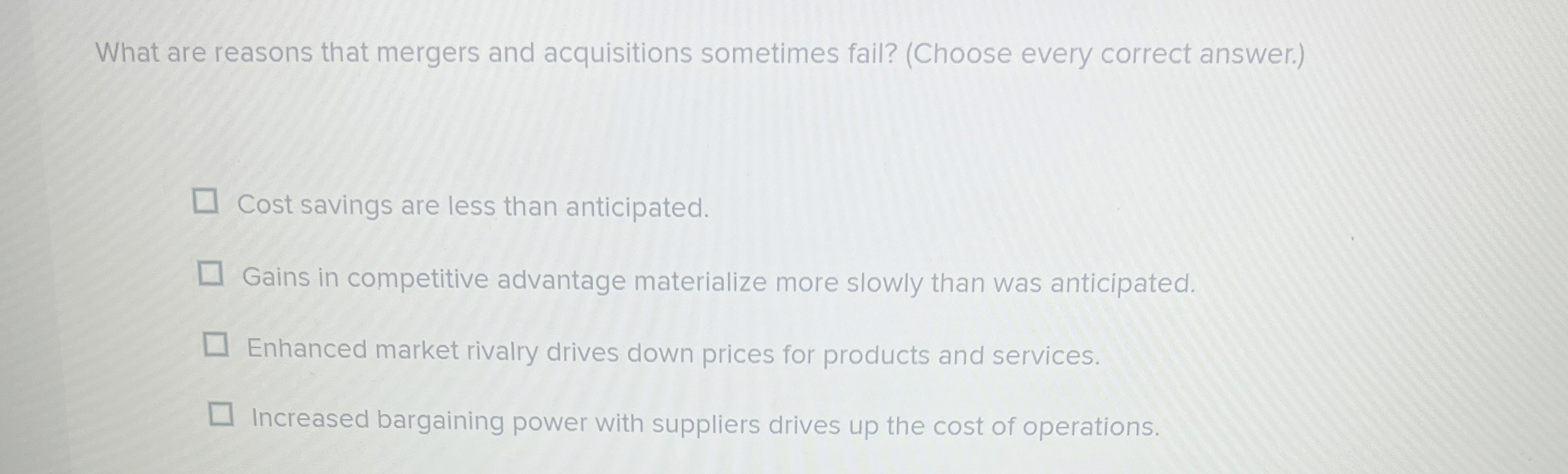 Solved What are reasons that mergers and acquisitions | Chegg.com