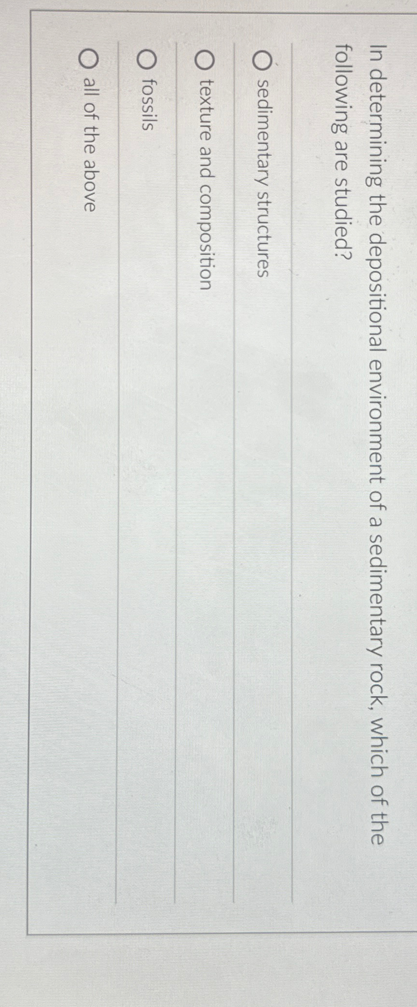 Solved In determining the depositional environment of a | Chegg.com