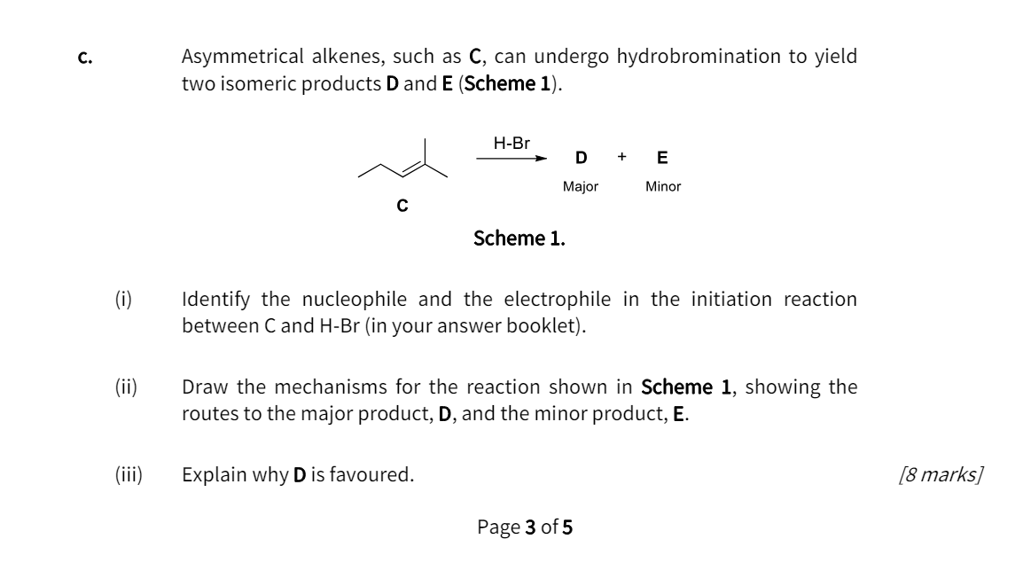 Solved c. ﻿Asymmetrical alkenes, such as C, ﻿can undergo | Chegg.com
