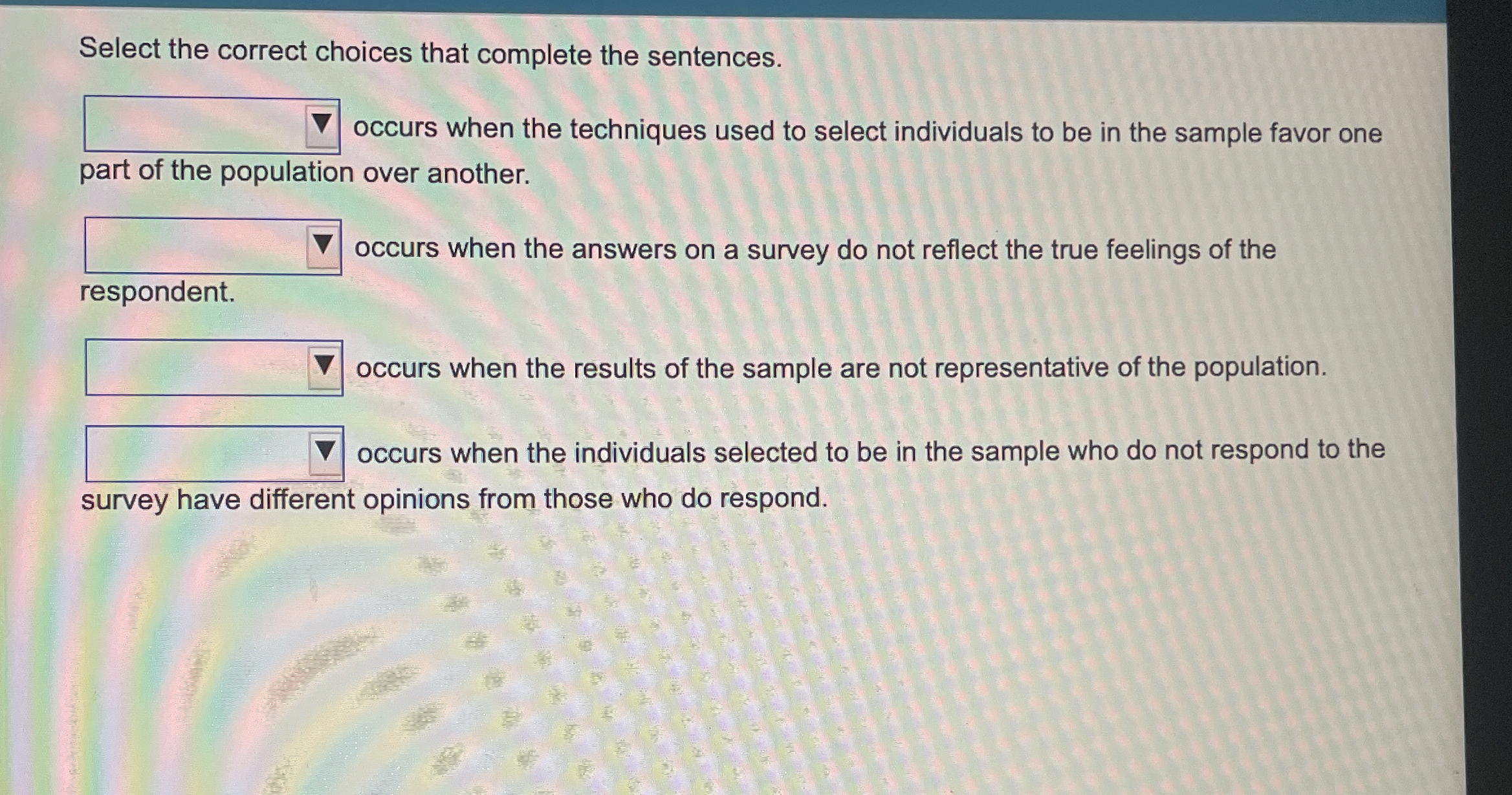 Solved Select the correct choices that complete the | Chegg.com