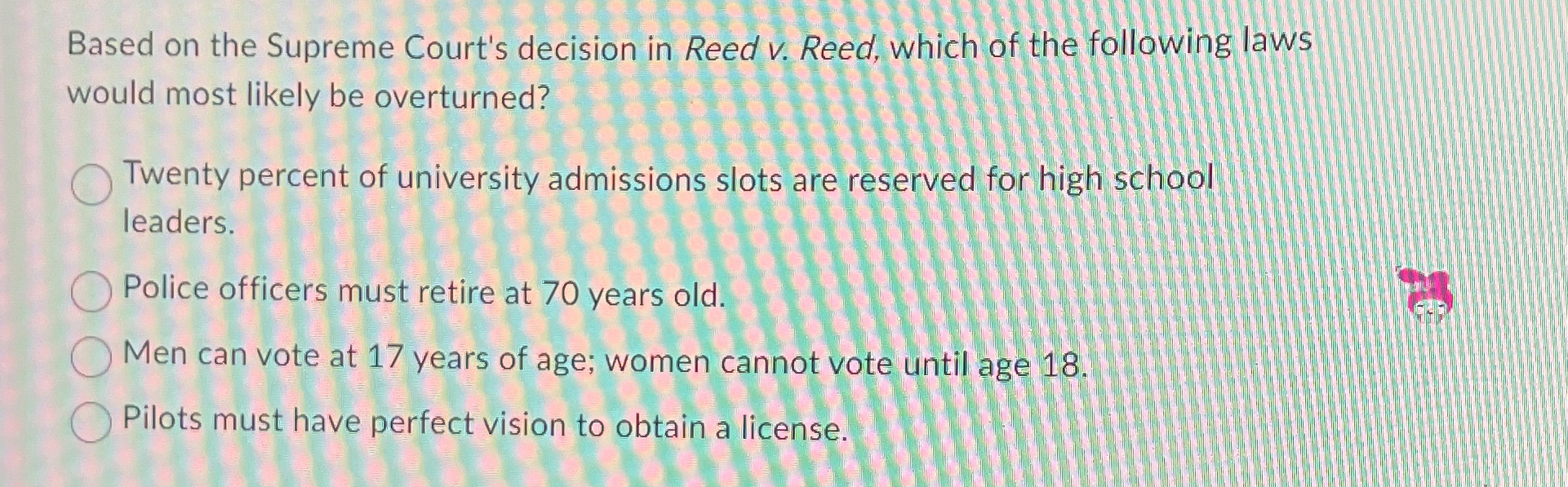 Solved Based on the Supreme Court's decision in Reed v. | Chegg.com