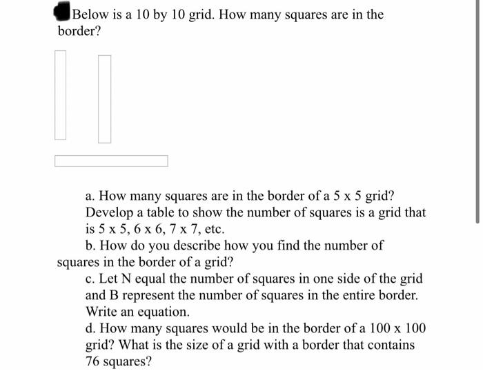 Solved Below is a 10 by 10 grid. How many squares are in the | Chegg.com