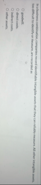 Solved In a business combination, companies record | Chegg.com