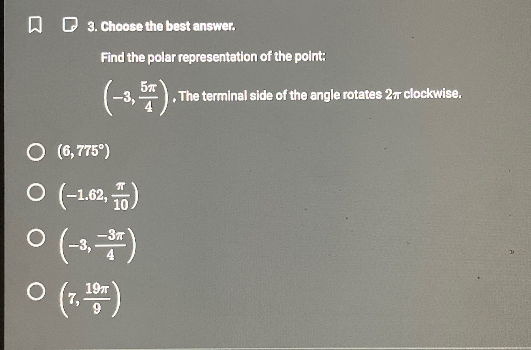 Solved Choose the best answer:Find the polar representation | Chegg.com