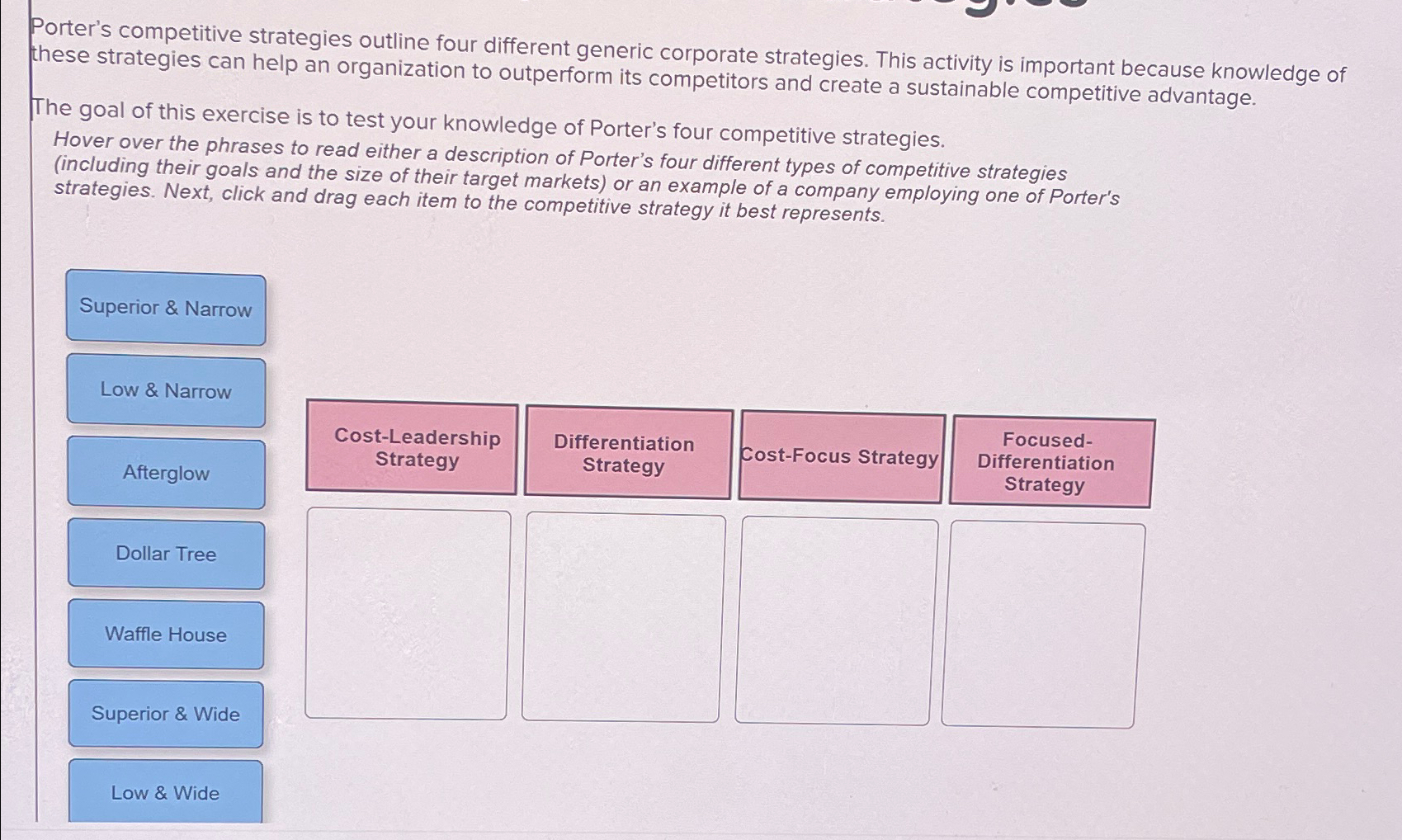 Solved Porter's competitive strategies outline four | Chegg.com