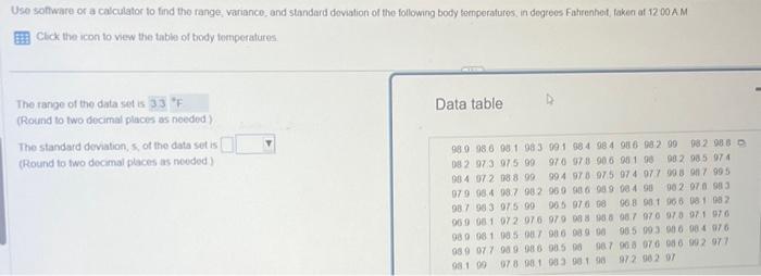 Solved Use software or a calculator to find the range, | Chegg.com