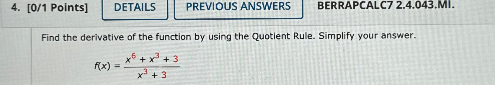 Solved [0/1 ﻿Points]PREVIOUS | Chegg.com